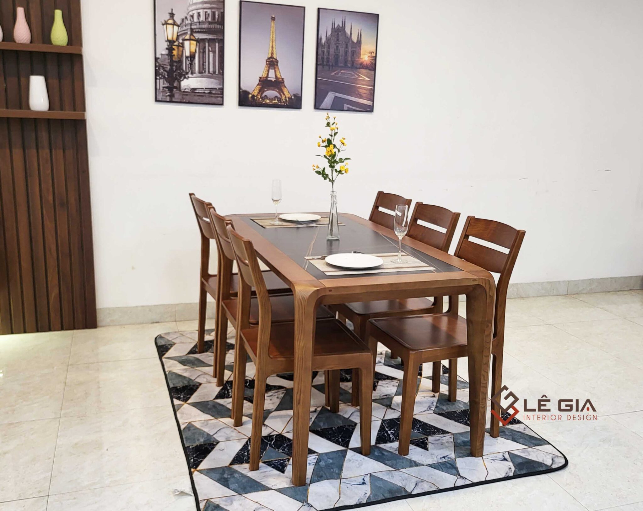 Bộ Bàn Ăn Mặt Đá LG-BA001: Sự Hài Hòa Giữa Phá Cách Bắc Âu và Hiện Đại