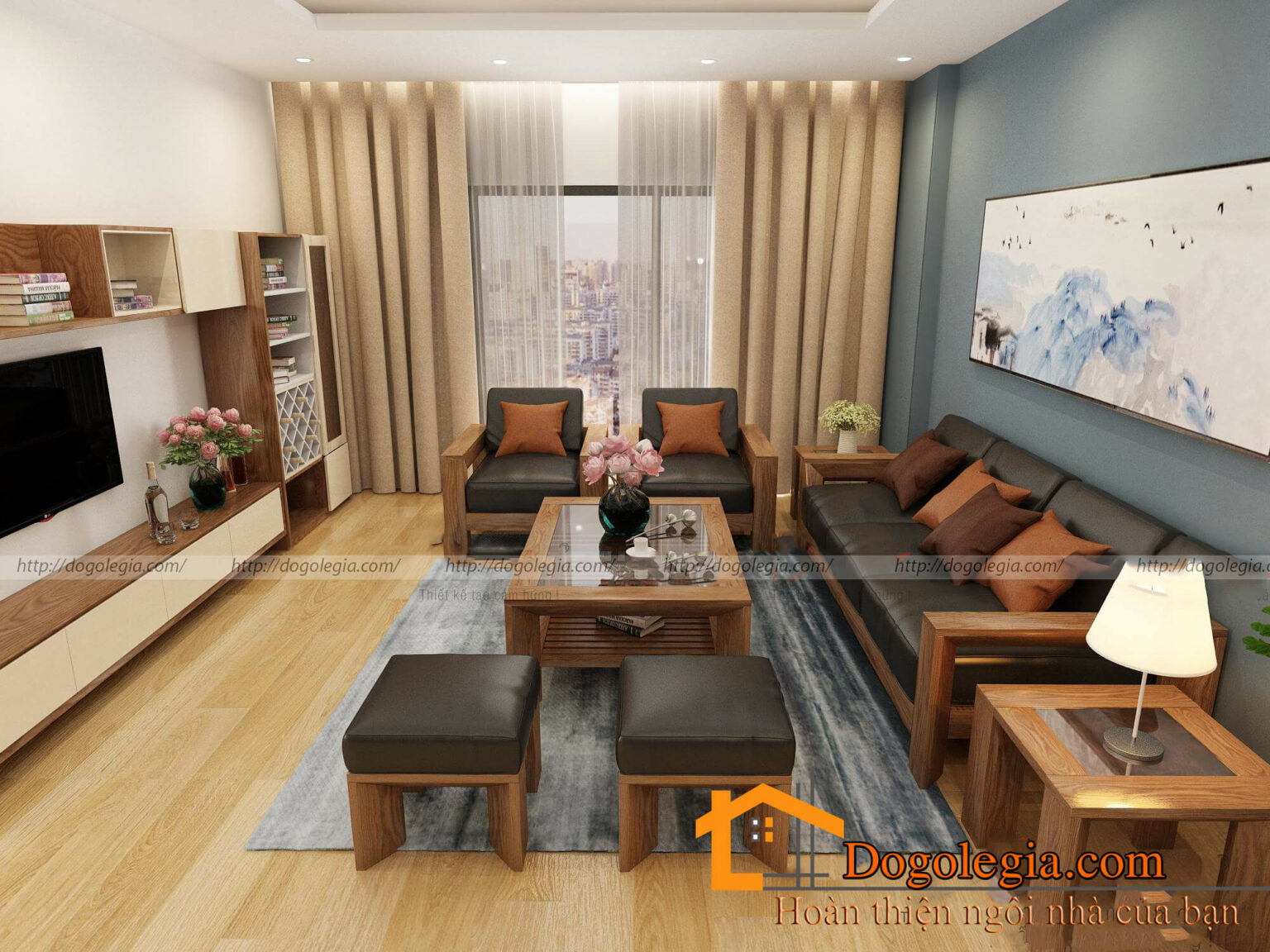 Kiệt tác sofa gỗ phòng khách đẹp đẳng cấp sang trọng LG-SG245